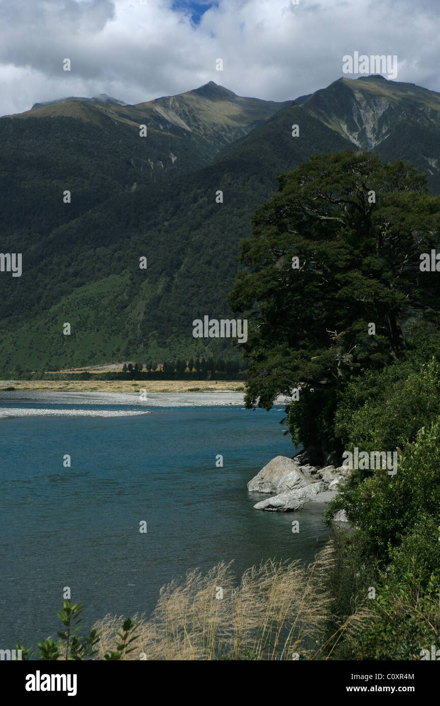 Haast river on route 6 Southern Alps New Zealand Stock Photo - Alamy