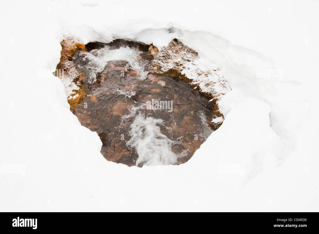 The snowpack melting on the Cairngorm mountains, Scotland, UK Stock ...