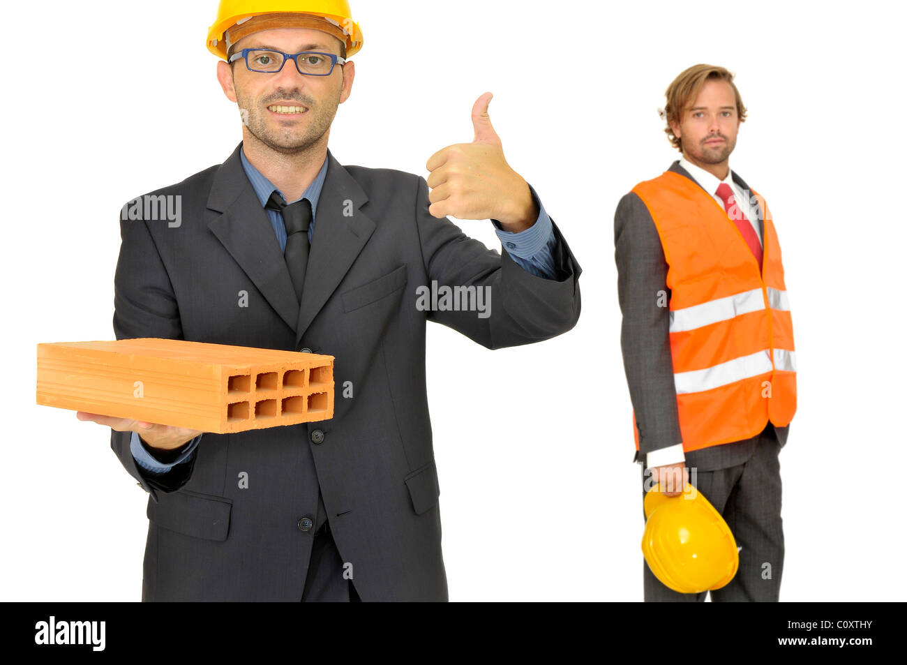 Engineers team isolated in white Stock Photo - Alamy