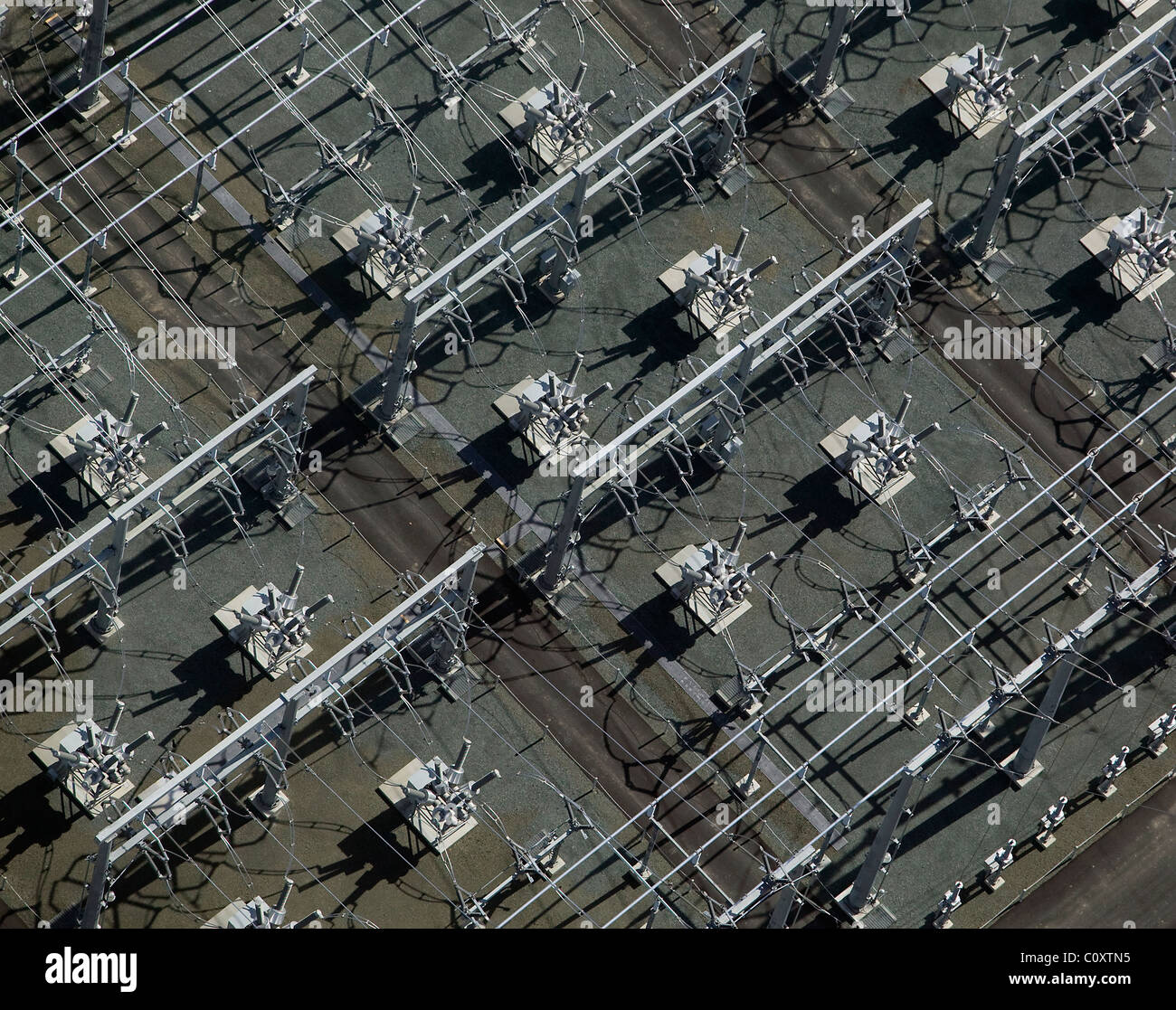 aerial view above Pacific Gas & Electric substation Vacaville ...