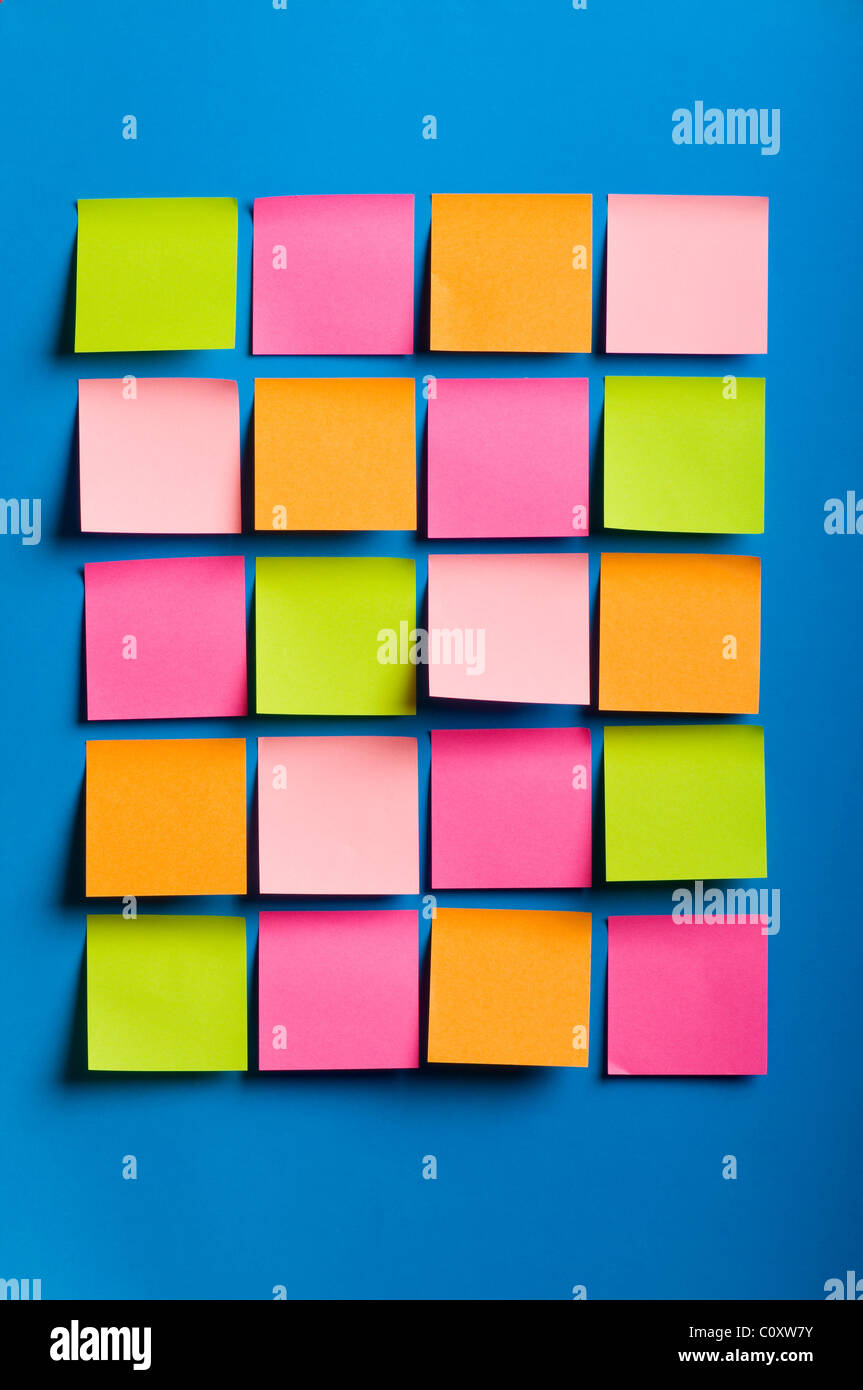 Reminder notes on the bright colorful paper Stock Photo - Alamy