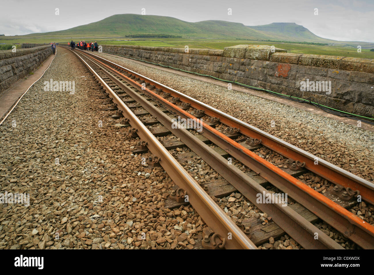 View of Ingleborough from the top of Ribblehead Viaduct, Yorkshire ...
