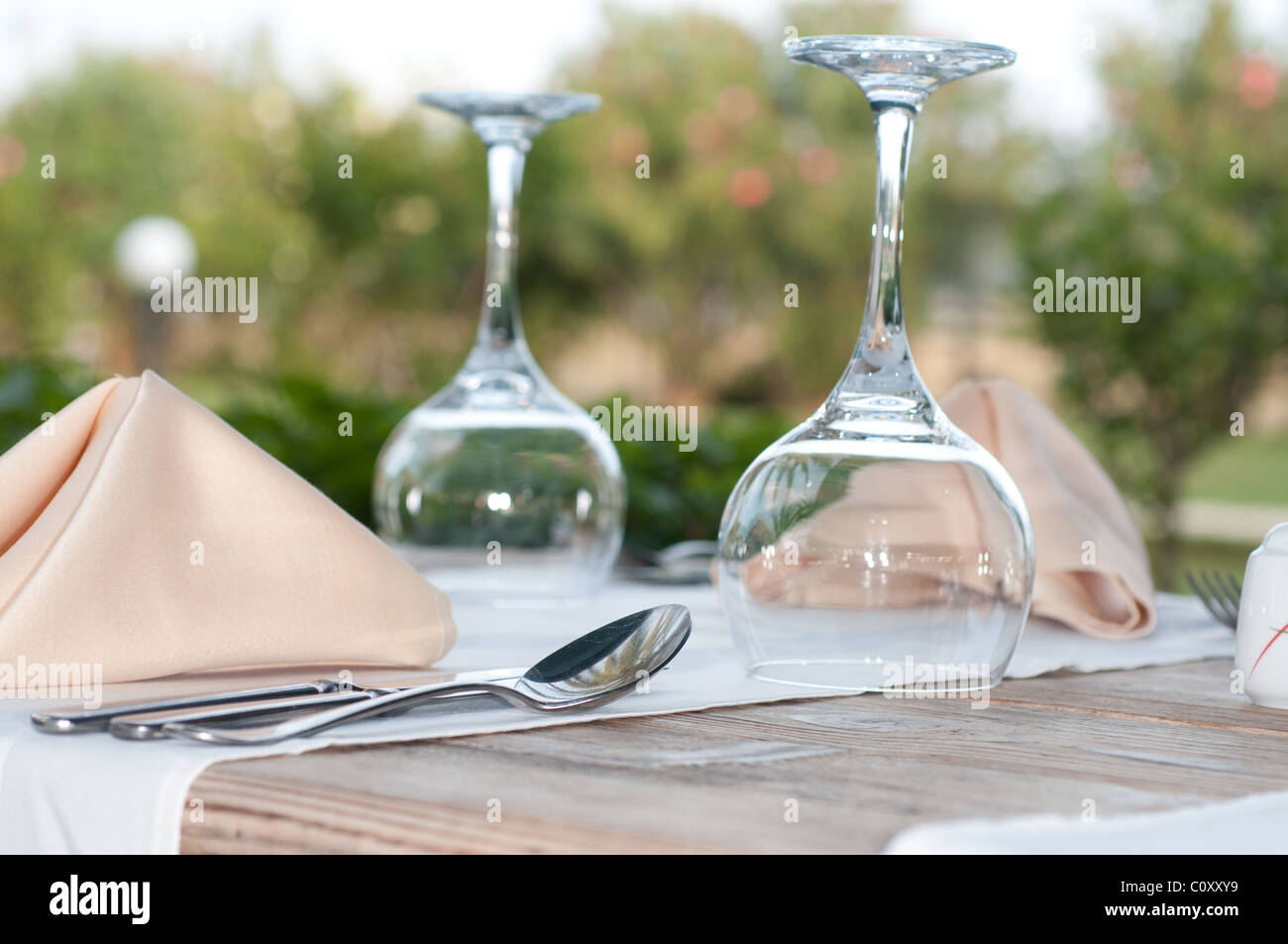 White Fine Table Setting. summer Stock Photo - Alamy