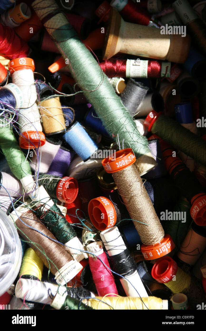 selection of cotton thread reels Stock Photo - Alamy