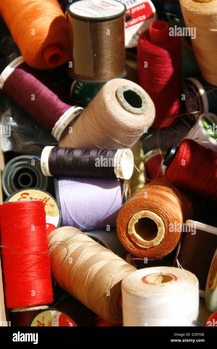 selection of cotton thread reels Stock Photo - Alamy
