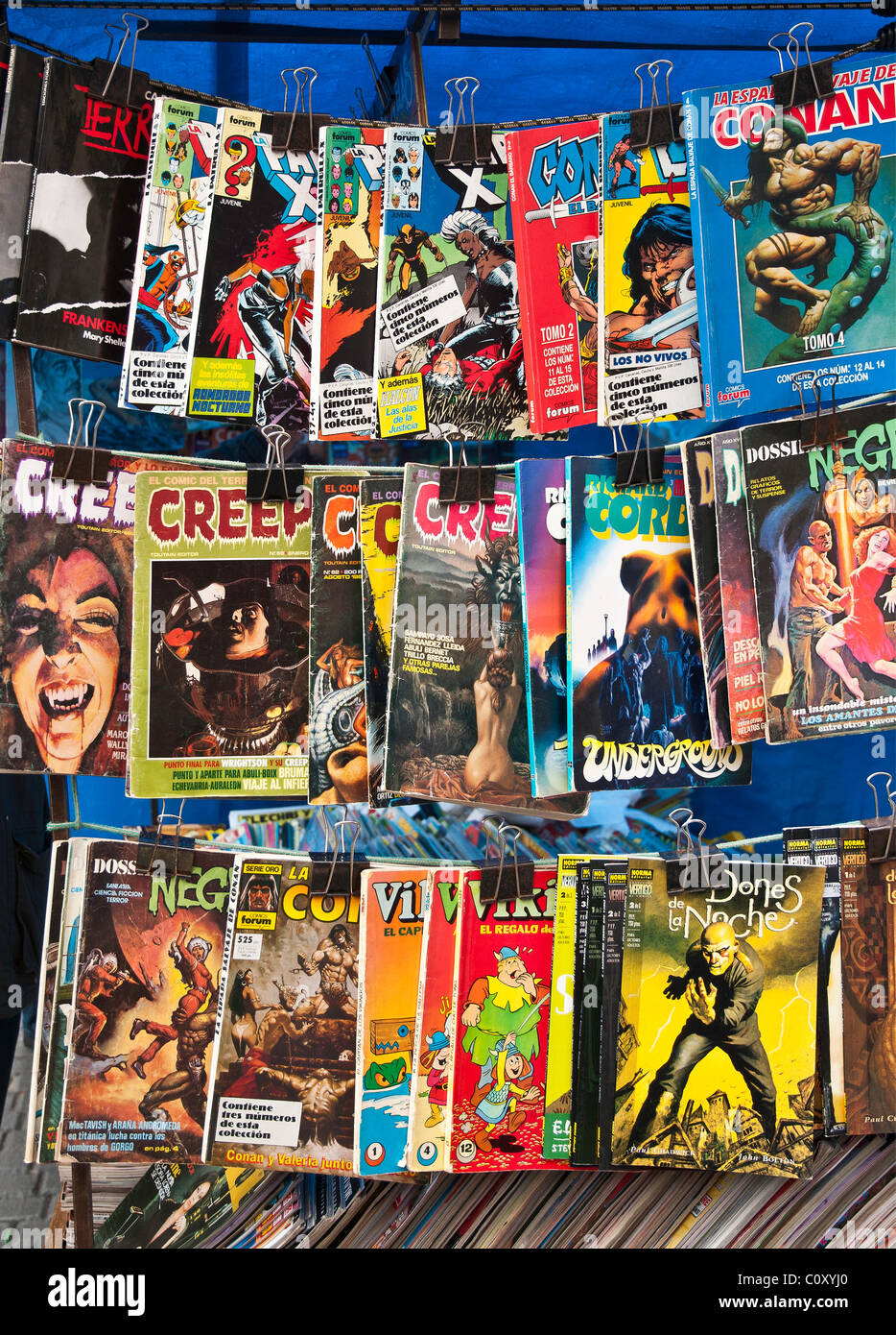 Old horror comic magazines for sale in the Rastro flea market around ...