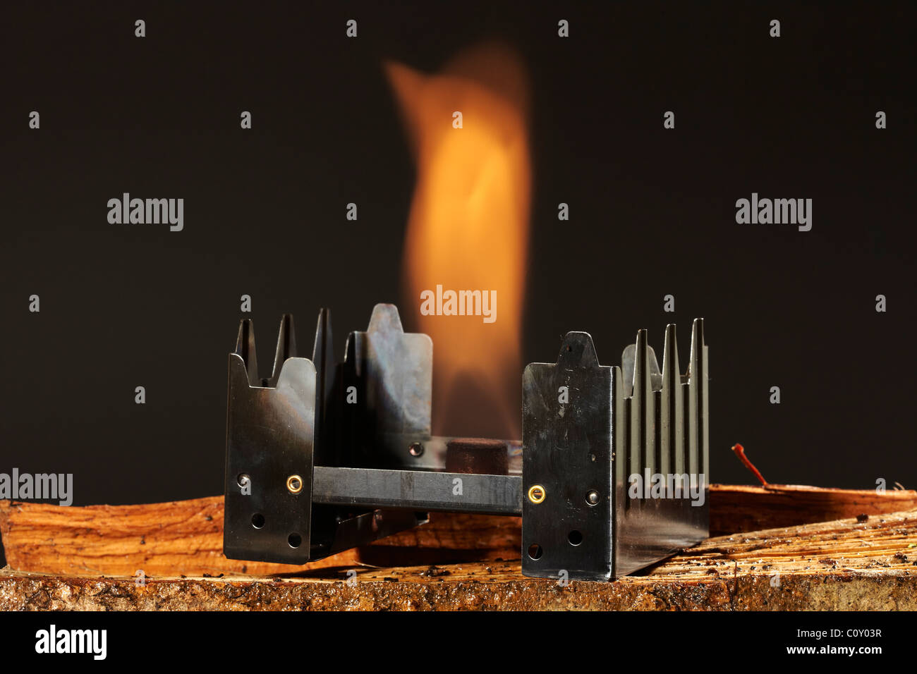 British army hexamine stove flame camping fire army kettle boiling hi ...