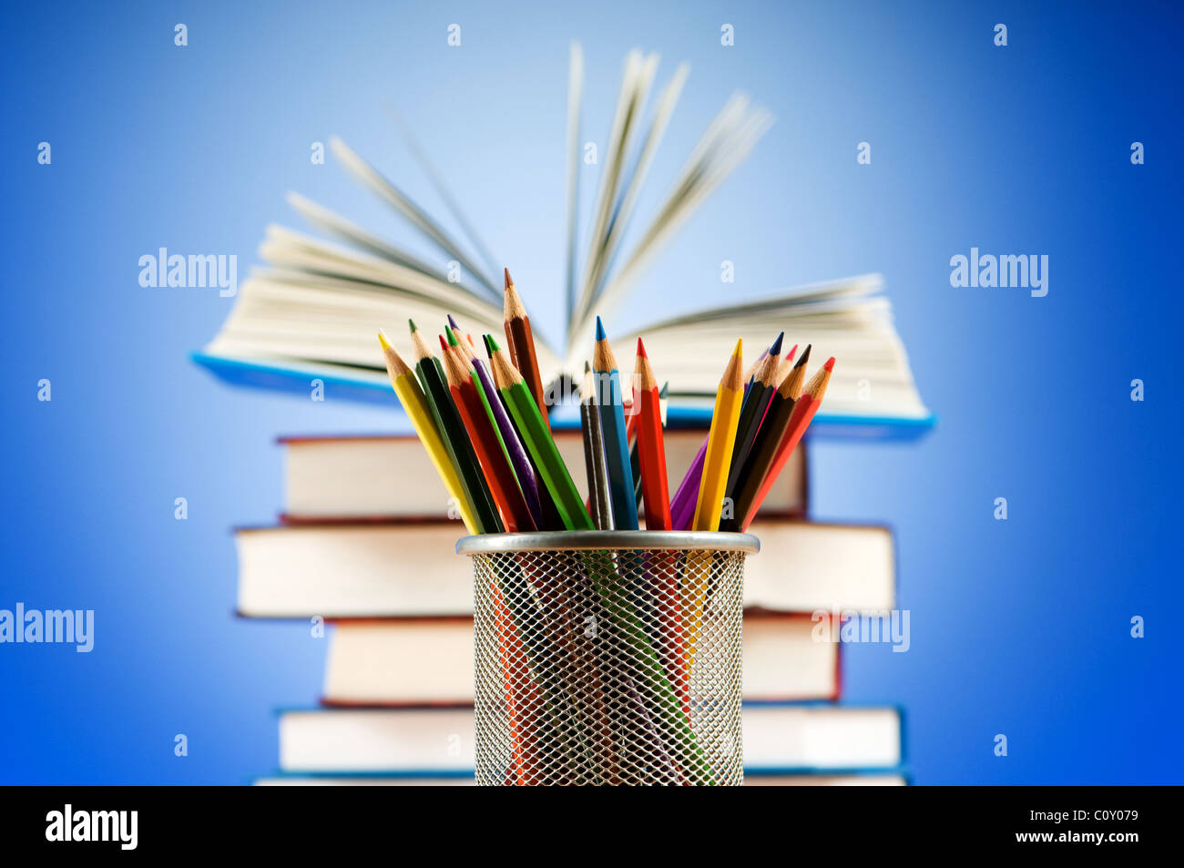 Back to school concept with books and pencils Stock Photo - Alamy