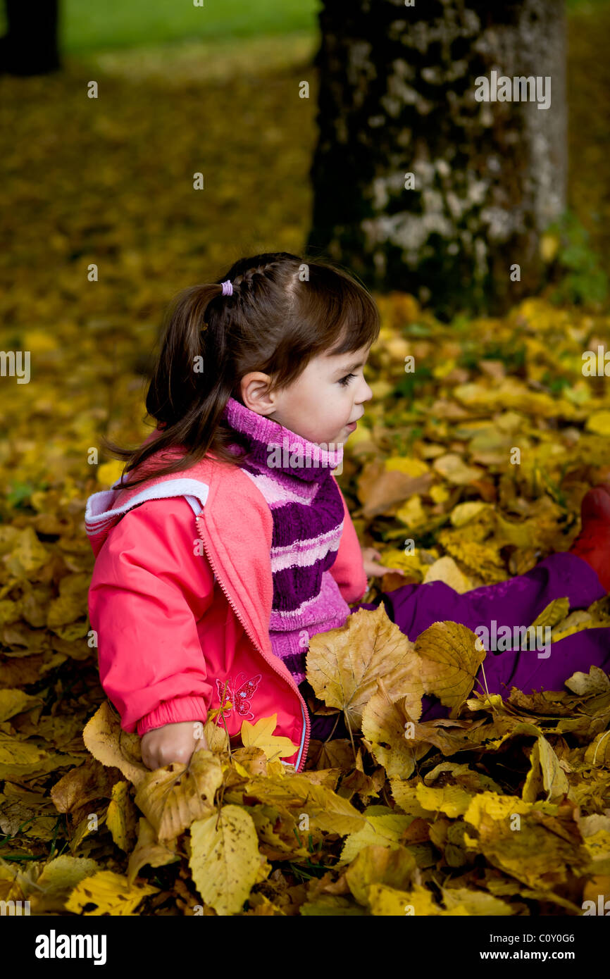 little girl in the autumn park Stock Photo - Alamy
