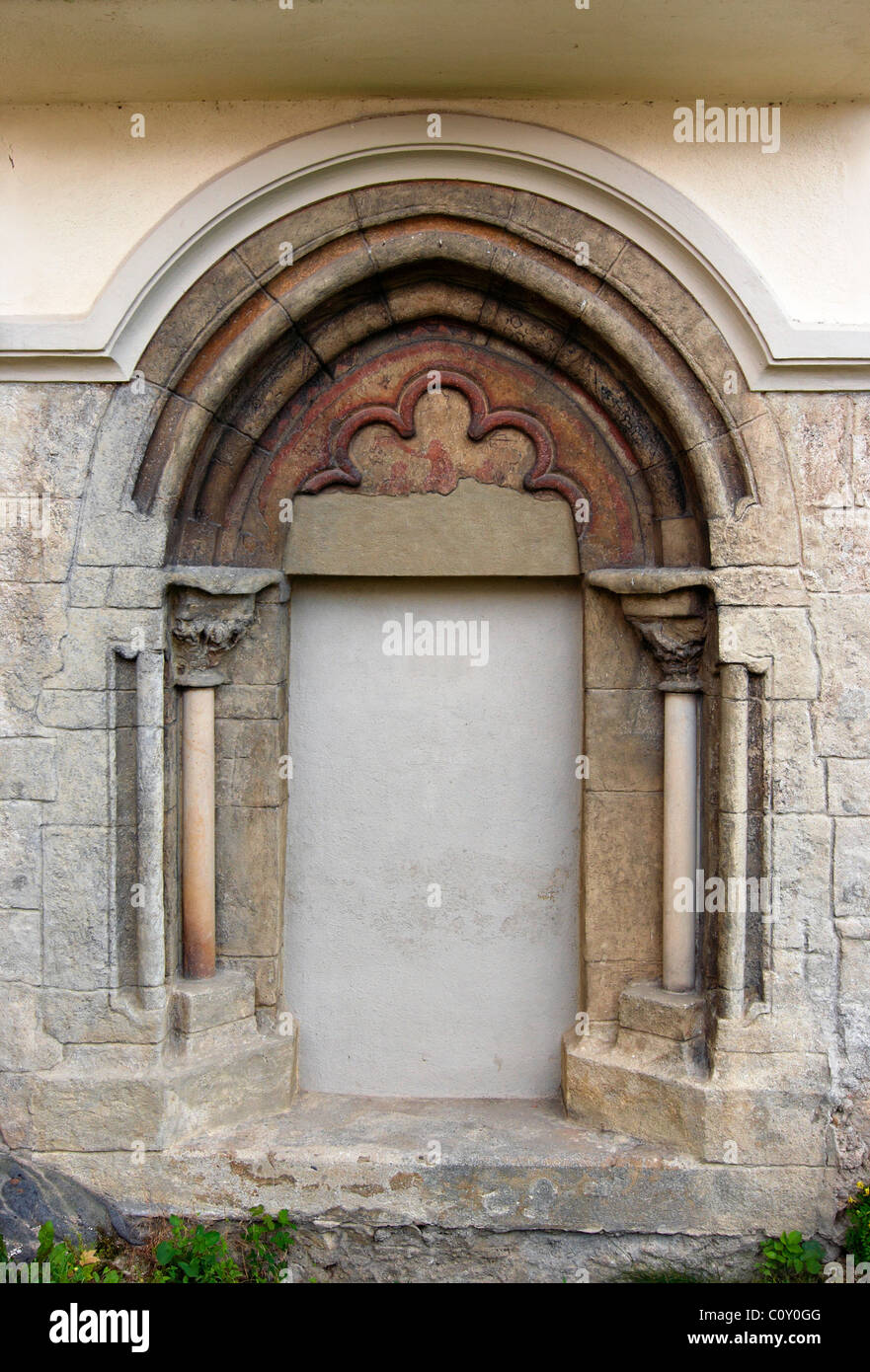 Image of the ancient roman arch - portal of the church of St. Peter and ...