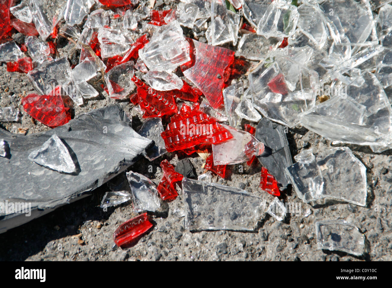 detail of smashed car lights after crash Stock Photo - Alamy