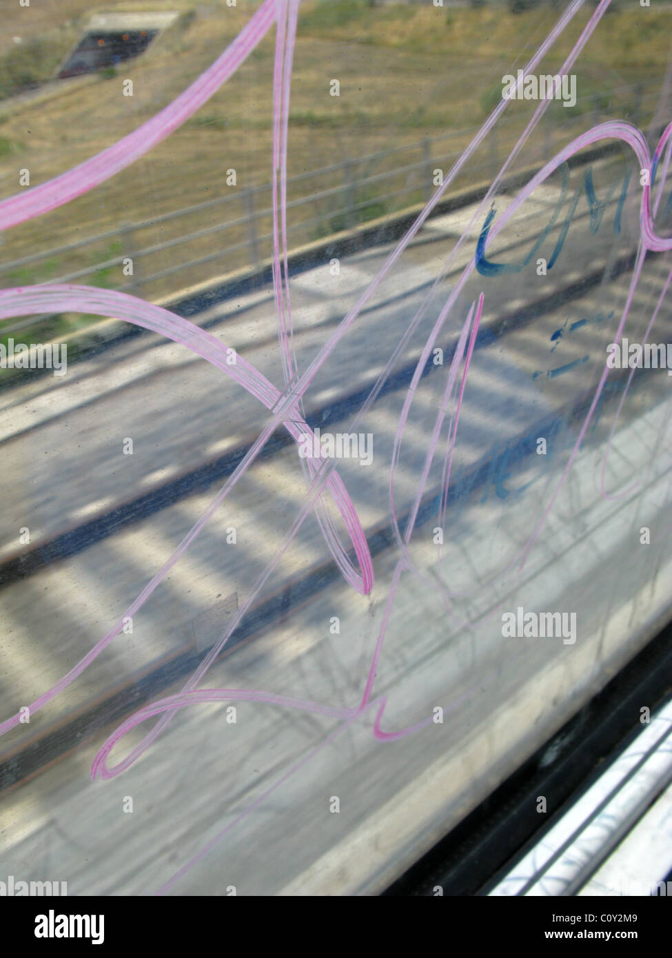 graffiti on train window Stock Photo - Alamy