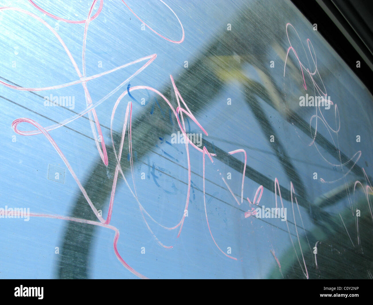 graffiti on train window Stock Photo - Alamy