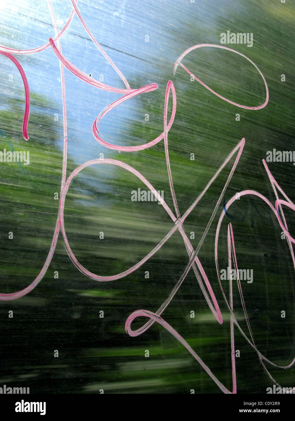 graffiti on train window Stock Photo - Alamy