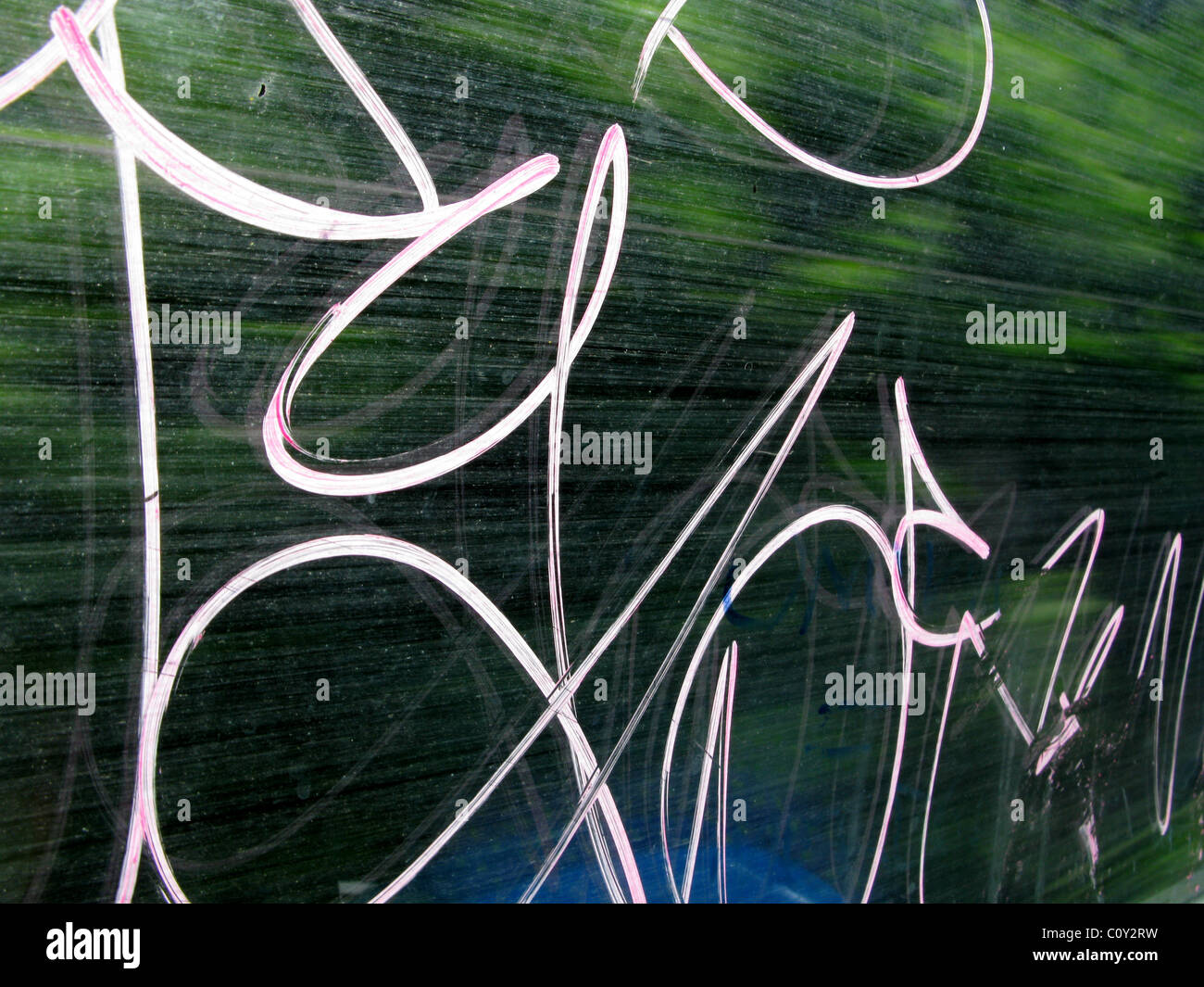 graffiti on train window Stock Photo - Alamy