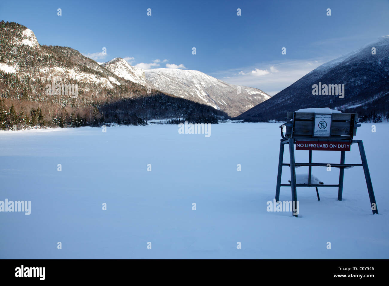 Franconia Notch State Park from Echo Lake beach in the White Mountains ...