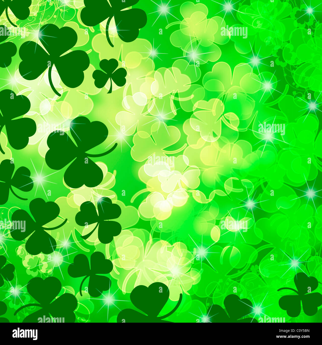 Lucky Irish Shamrock Leaf Bokeh Background Illustration Stock Photo - Alamy