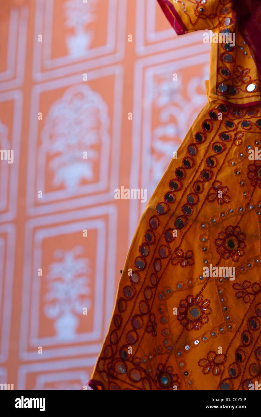 Indian dress withe a famous Jaipur pattern wall in the background Stock ...