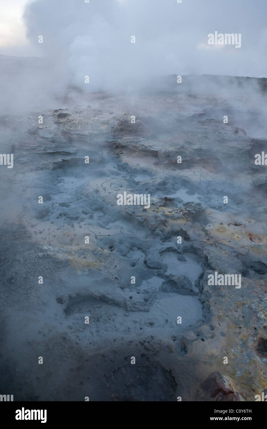Iceland - Fumaroles and mudpots and sulphur deposits around the ...