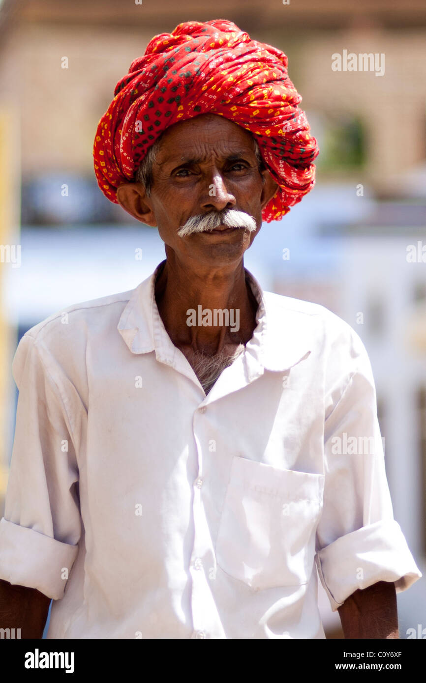Portrait of an Indian man with a mustache in a colorful turban Stock ...