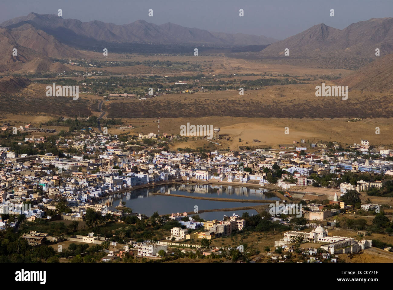 General view of Pushkar City and the holy lake Stock Photo - Alamy