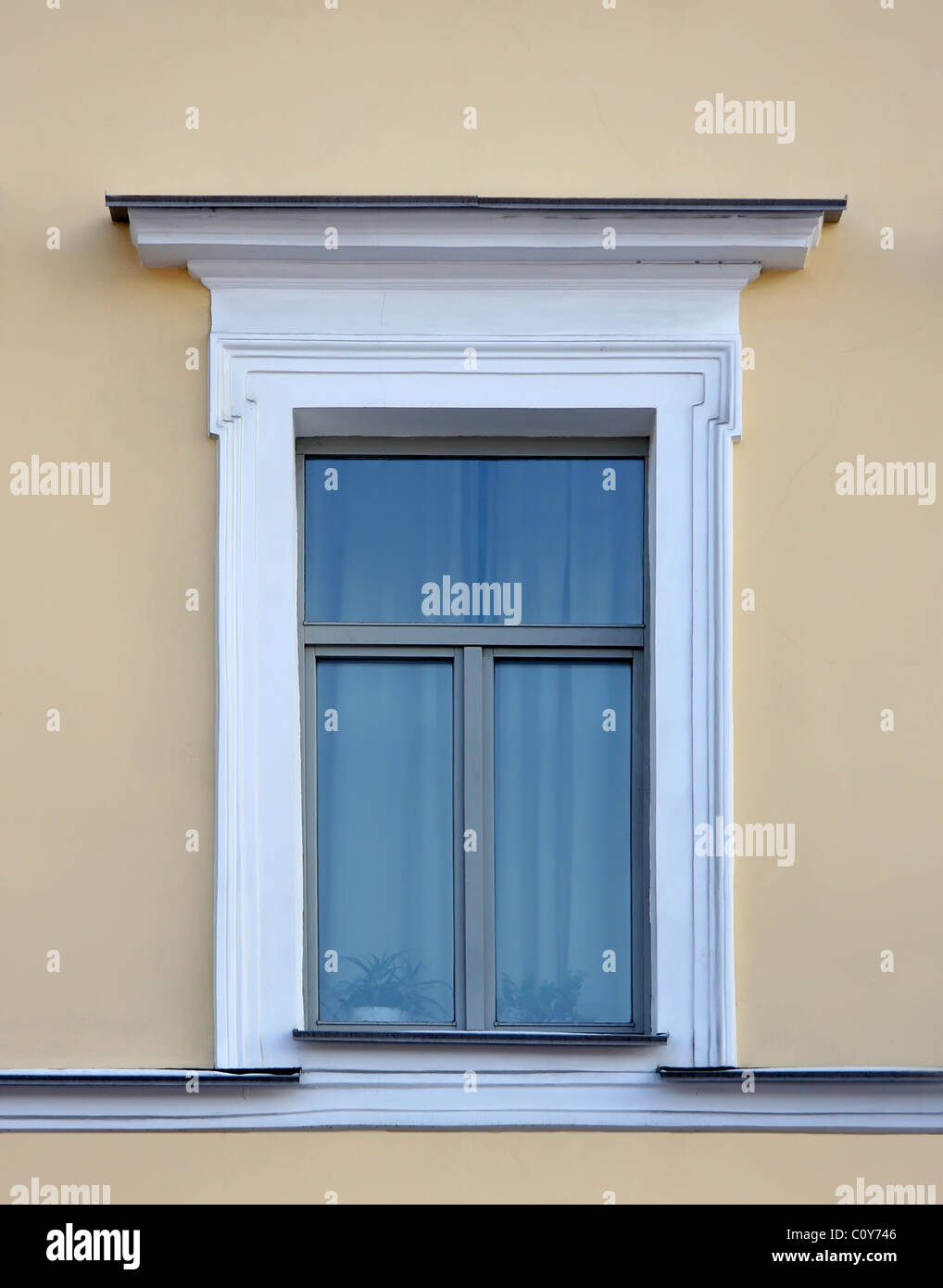 Old window on the yellow wall in the Classical style Stock Photo - Alamy