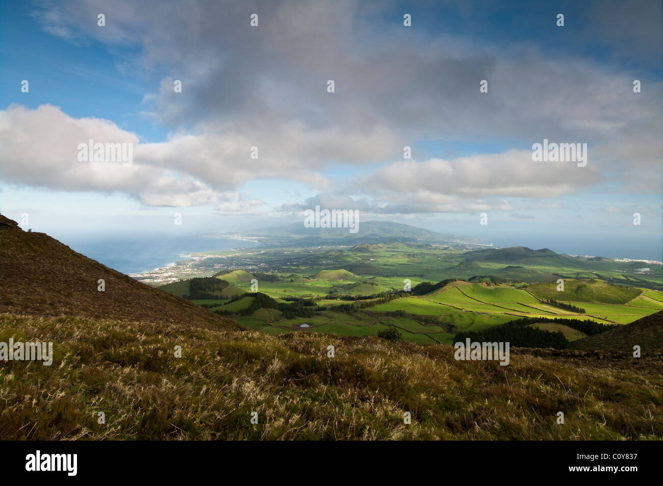 Landscape from half of St Michaels island (São Miguel) in the Azores ...