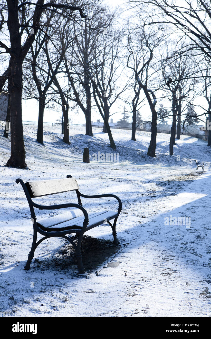 Empty Park Bench Winter High Resolution Stock Photography and Images ...