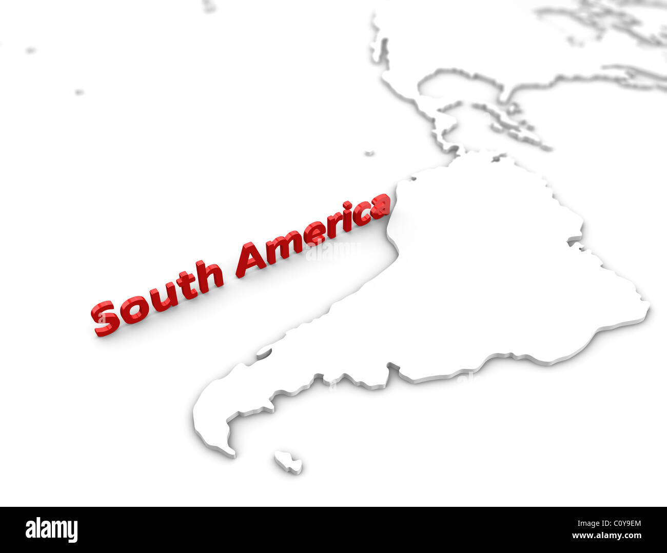 3d rendering, concept image South America region map, on white Stock ...