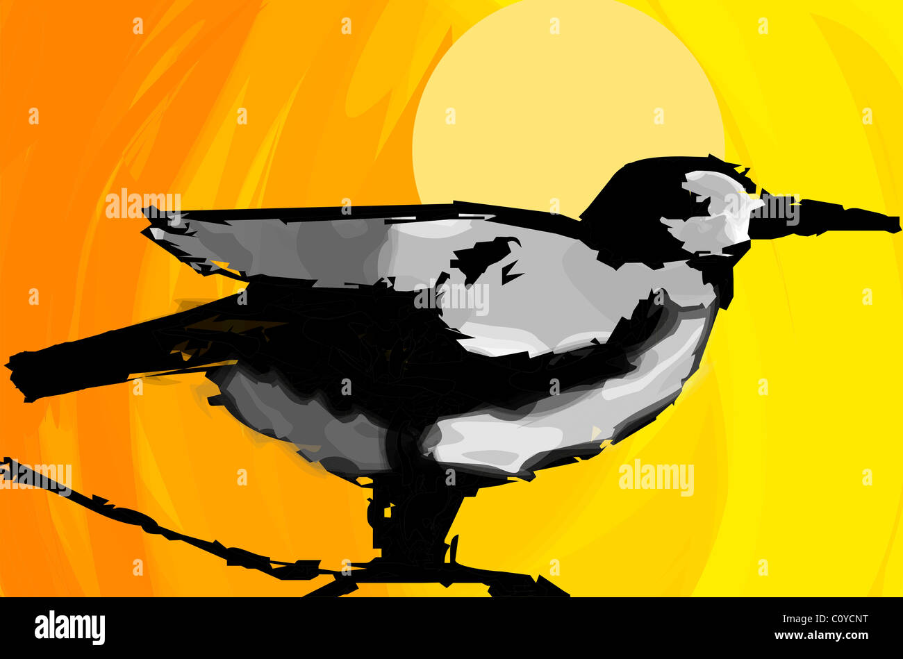 crow in a yellow background Stock Photo - Alamy