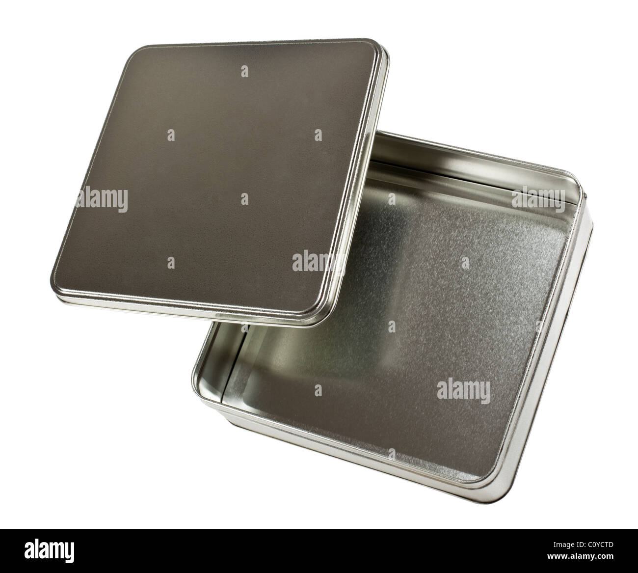 Square metal container with lid isolated on white background Stock ...