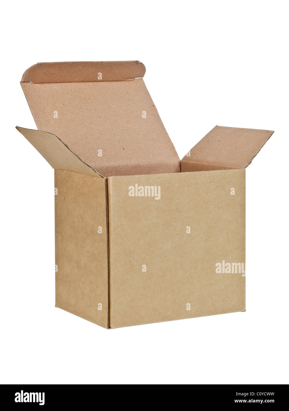 Opened cardboard box isolated on white background Stock Photo - Alamy
