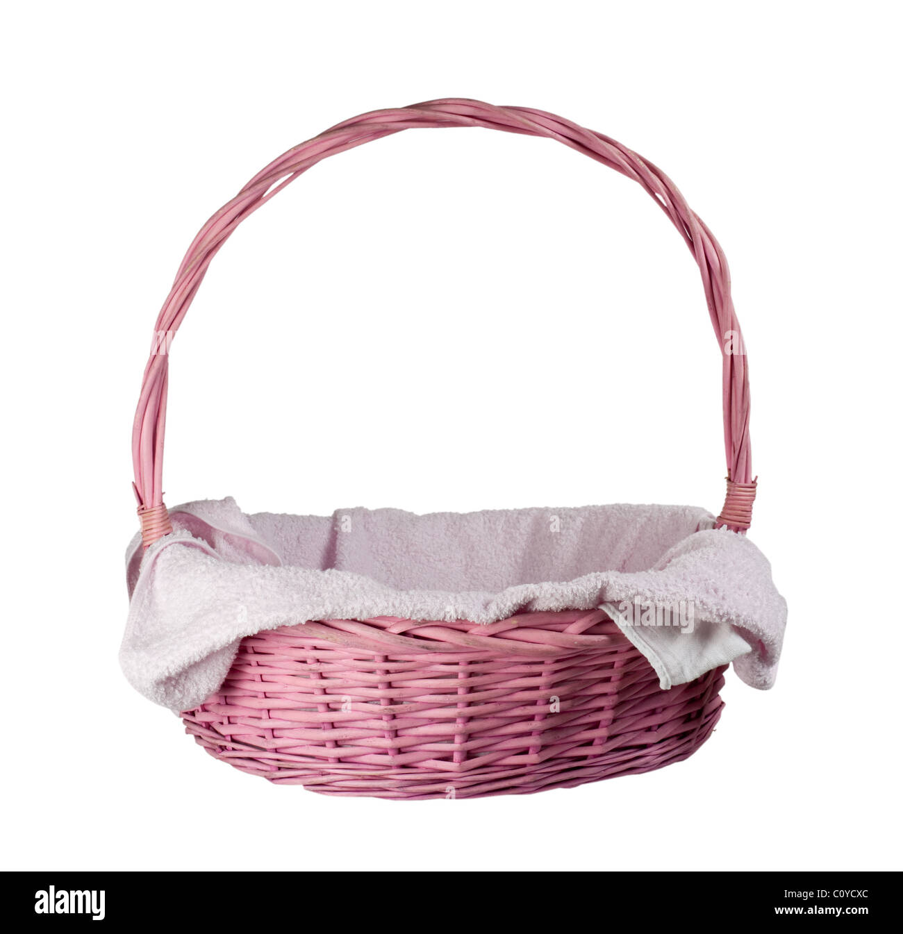 Empty pink basket isolated on white background Stock Photo - Alamy