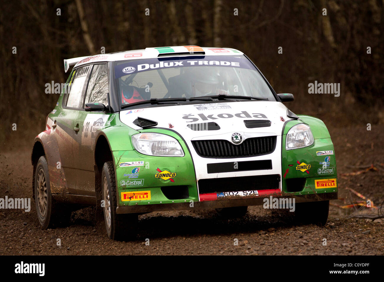 Skoda S2000 Rally Car running through Wareham Forest in the 2011 ...