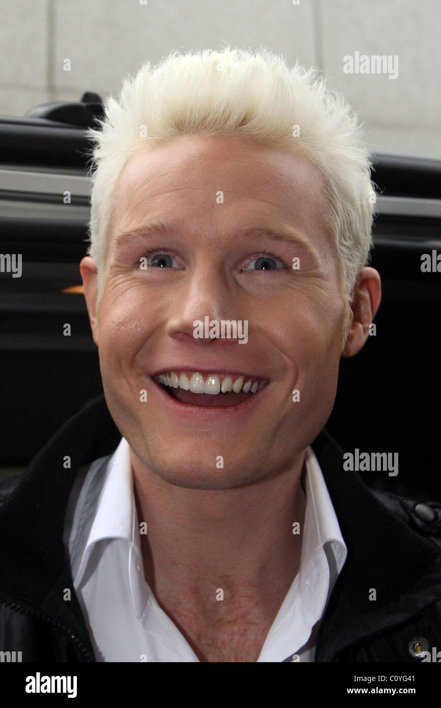 Rhydian Roberts signs autographs for waiting fans outside the ITV ...