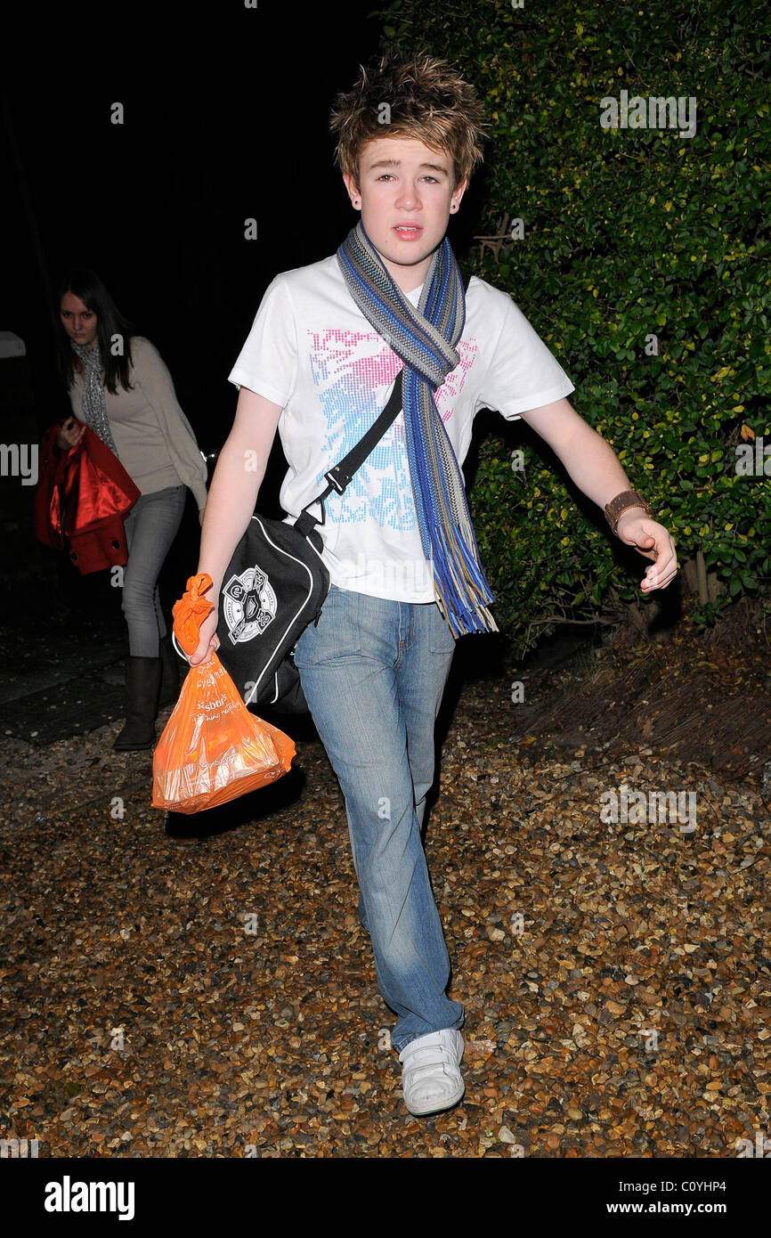 Eoghan Quigg arriving back at The X Factor secret hideaway, holding ...