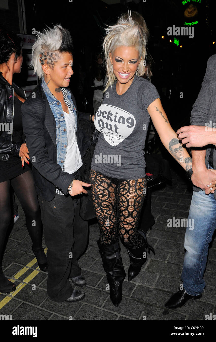 Jodie Marsh And Her Girlfriend Nina Leave Volstead Nightclub And Walk To Funky Buddha Nightclub