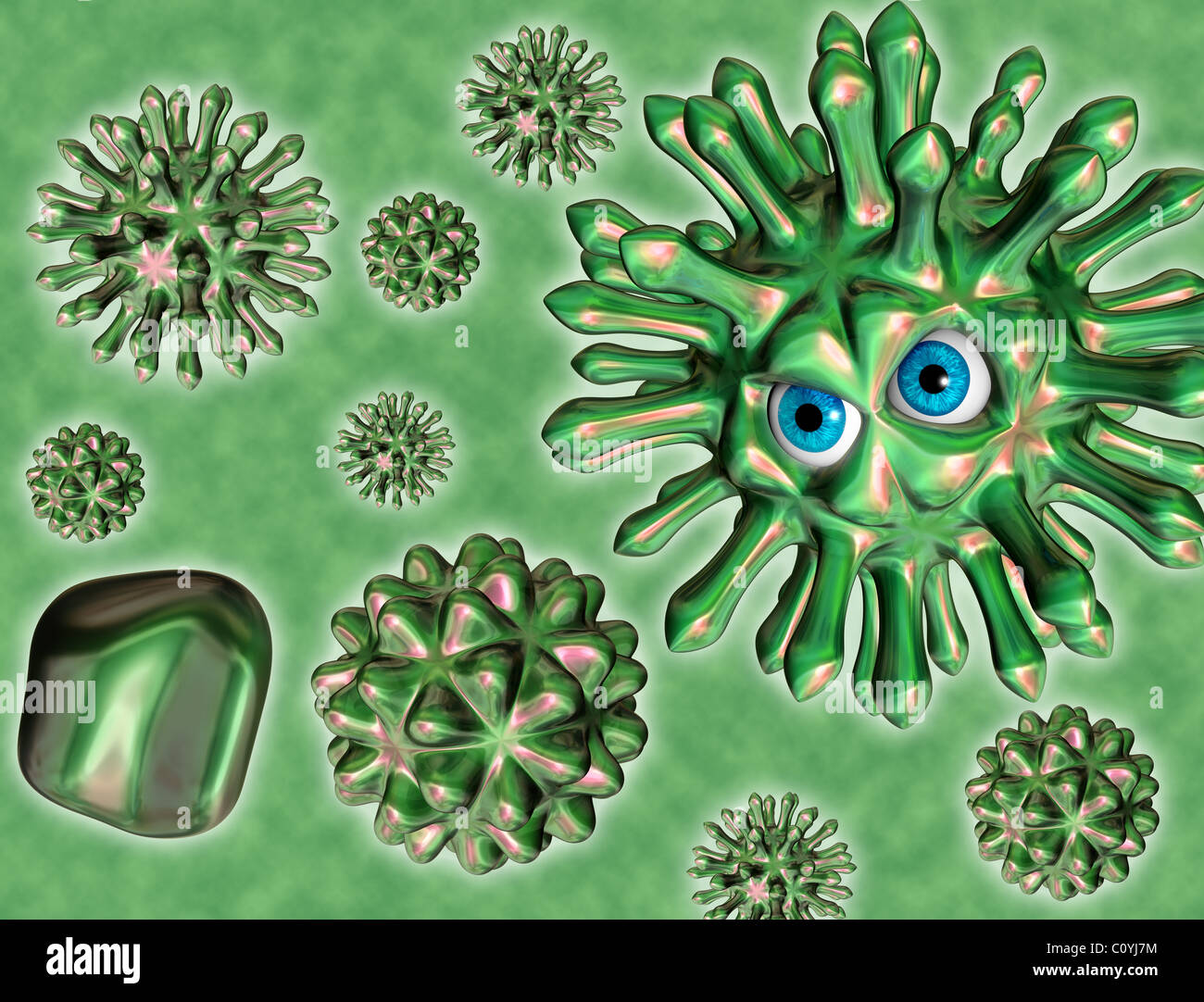 Illustration of a group of nasty germs Stock Photo - Alamy