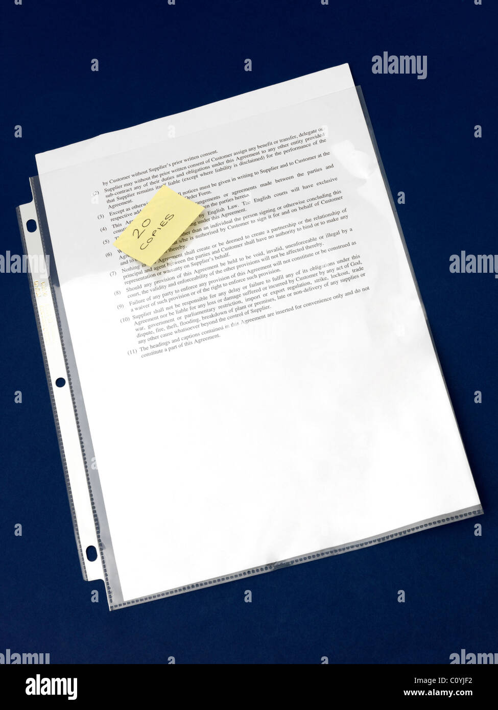 Document In A Plastic Wallet With Handwritten Post-It Note Stating 20 ...