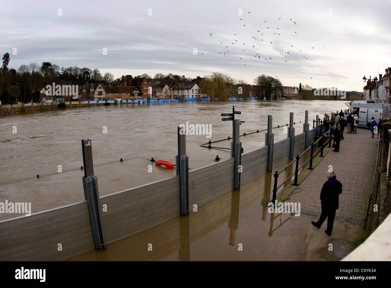 Flooding in the town of Bewdley in Shropshire and surrounding areas ...