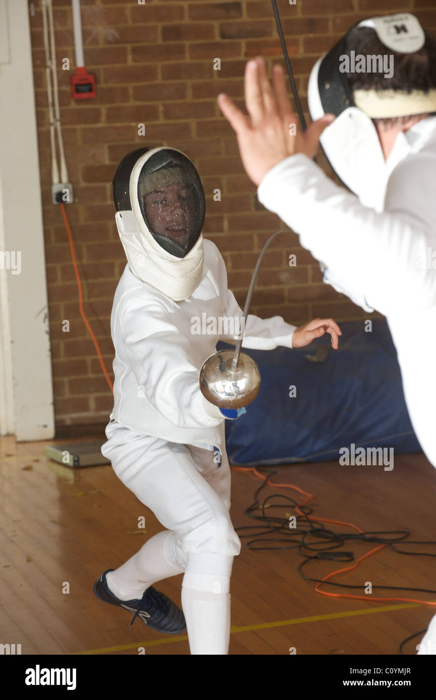 young people fencing Stock Photo - Alamy