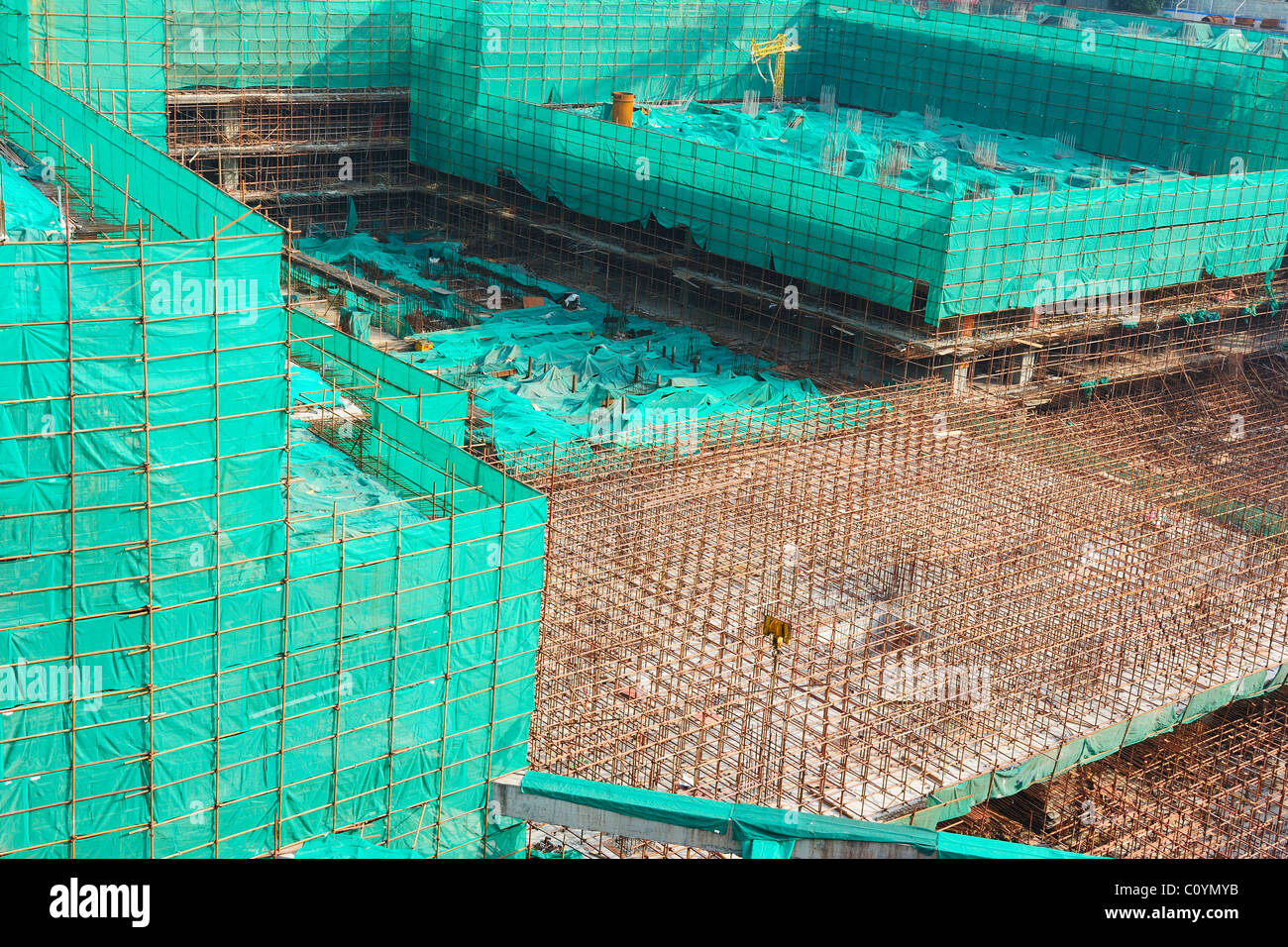 Construction site covered with green net in Guangzhou, China Stock ...