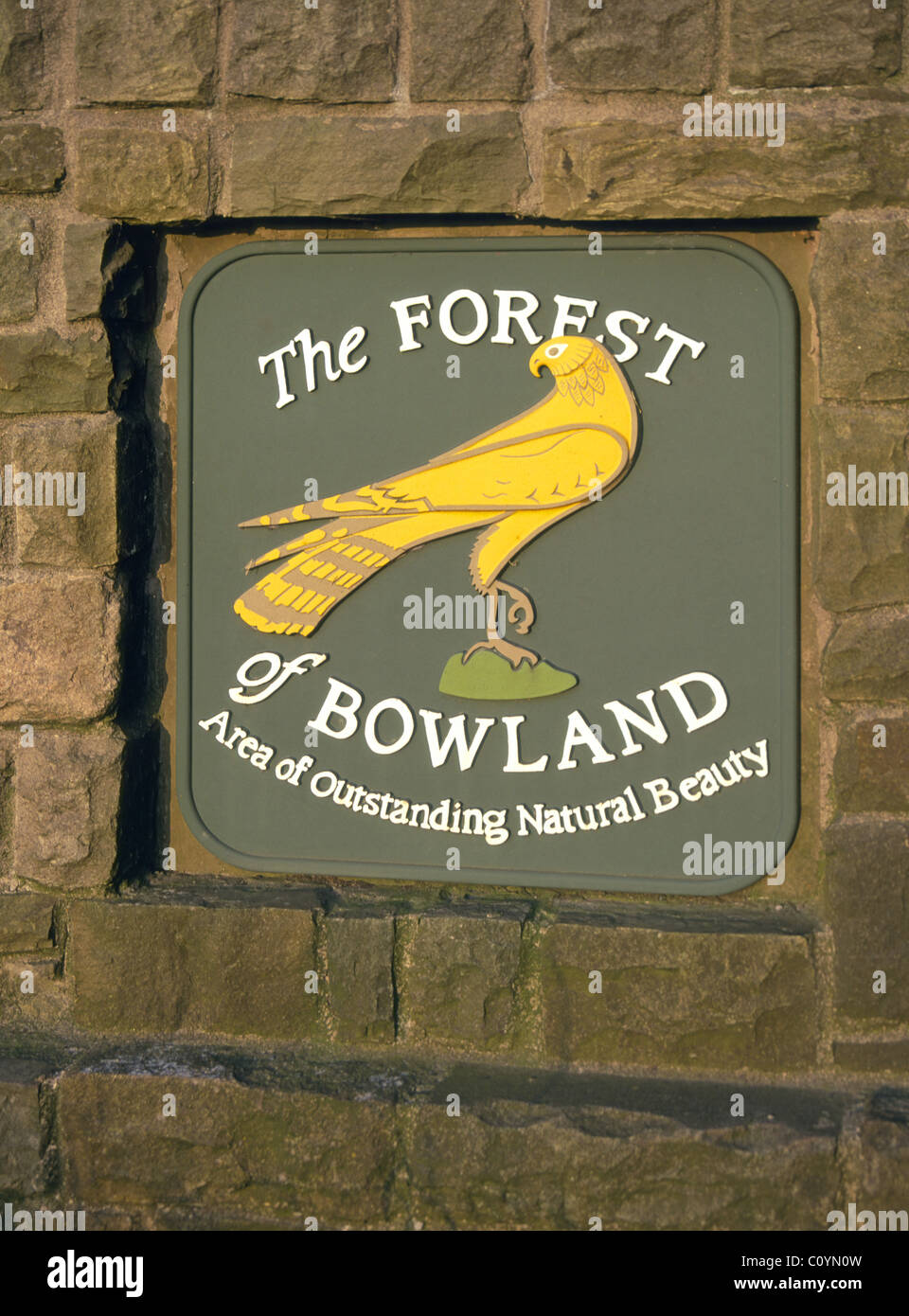 Hen Harrier depicted on Forest of Bowland sign for region of deep ...
