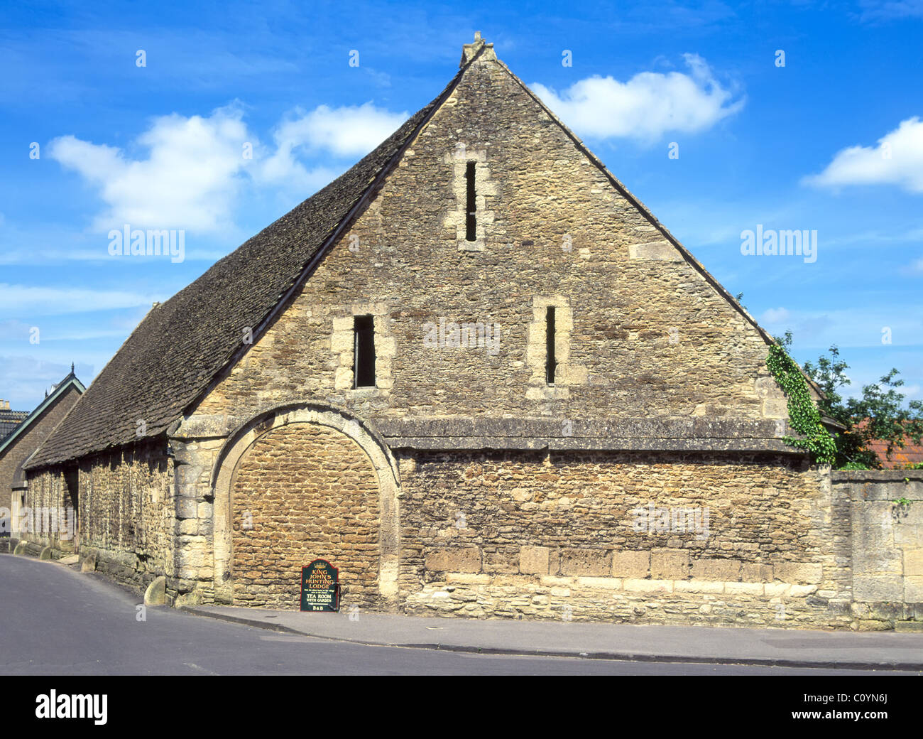 Lacock village historical English medieval tithe barn gable end of ...
