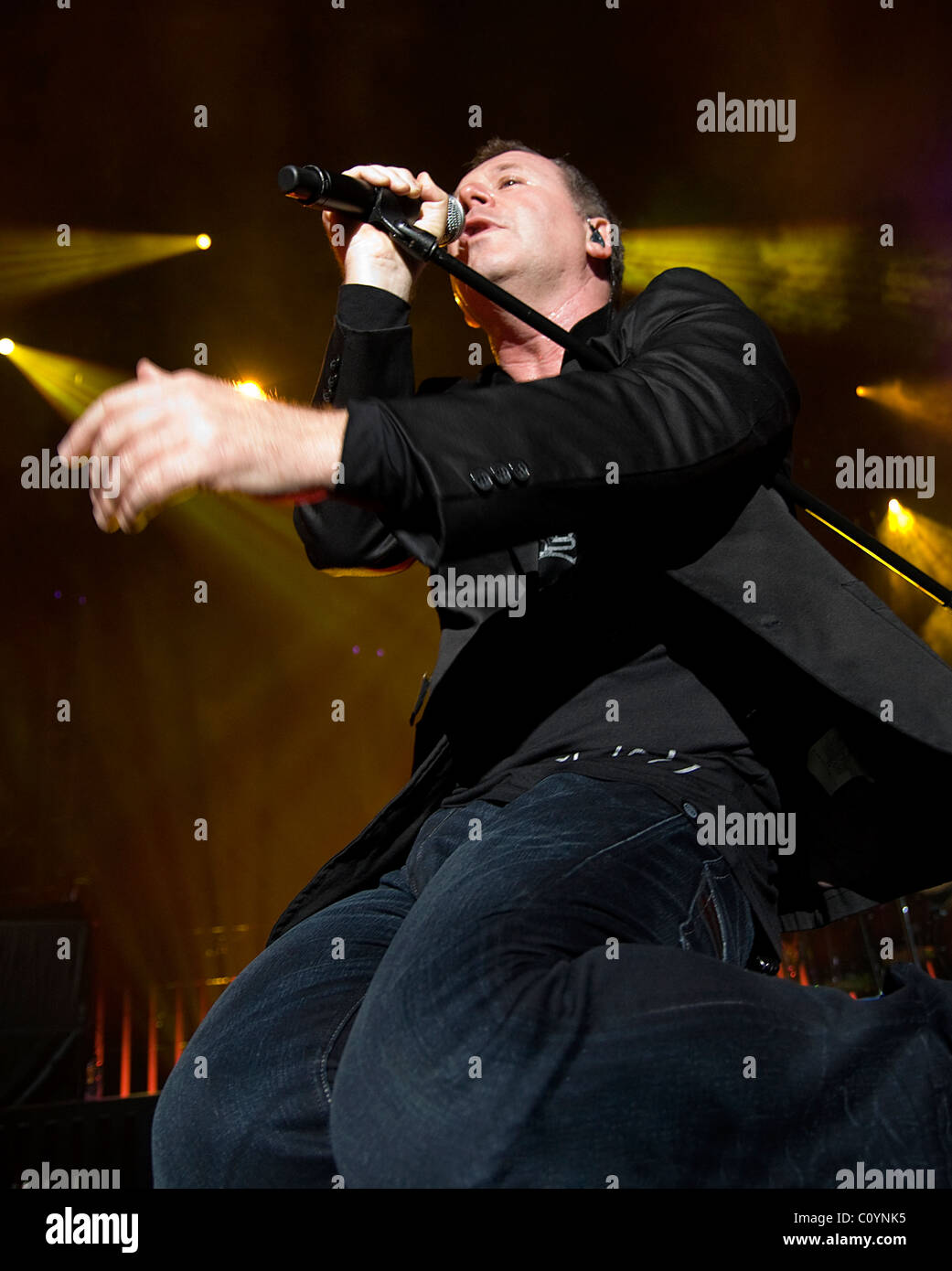 Jim Kerr of Simple Minds performing on the first night of their "30th ...