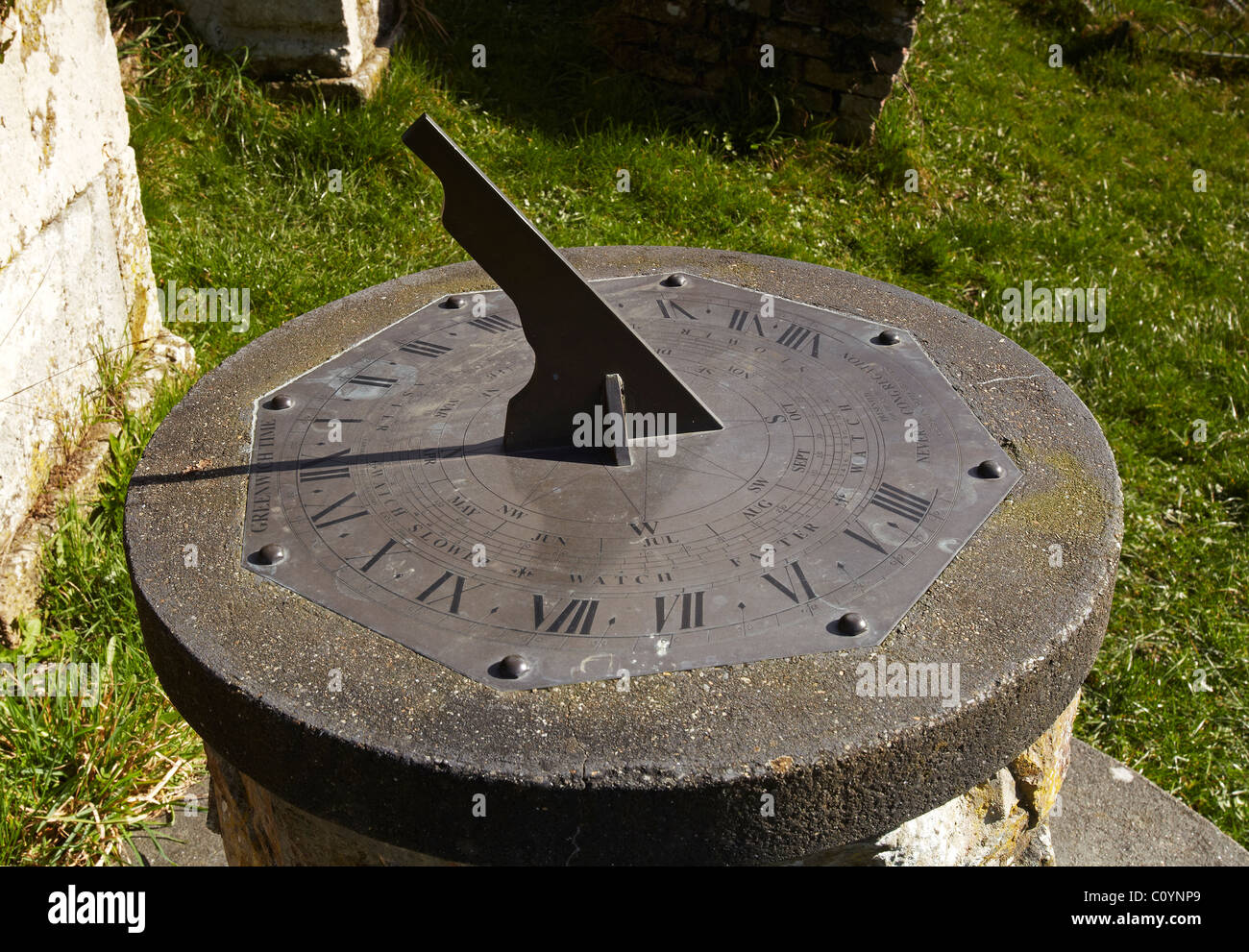 Old Sundial in the Churchyard of St Brynach, Nevern, Pembrokeshire ...