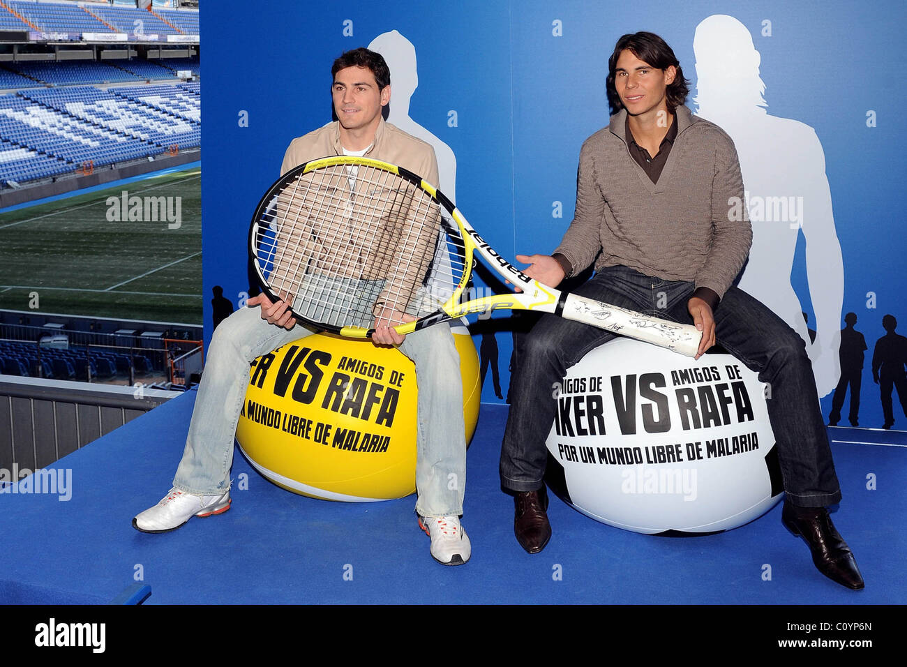 Iker Casillas and Rafael Nadal attend a photocall for 'Iker vs Rafa ...