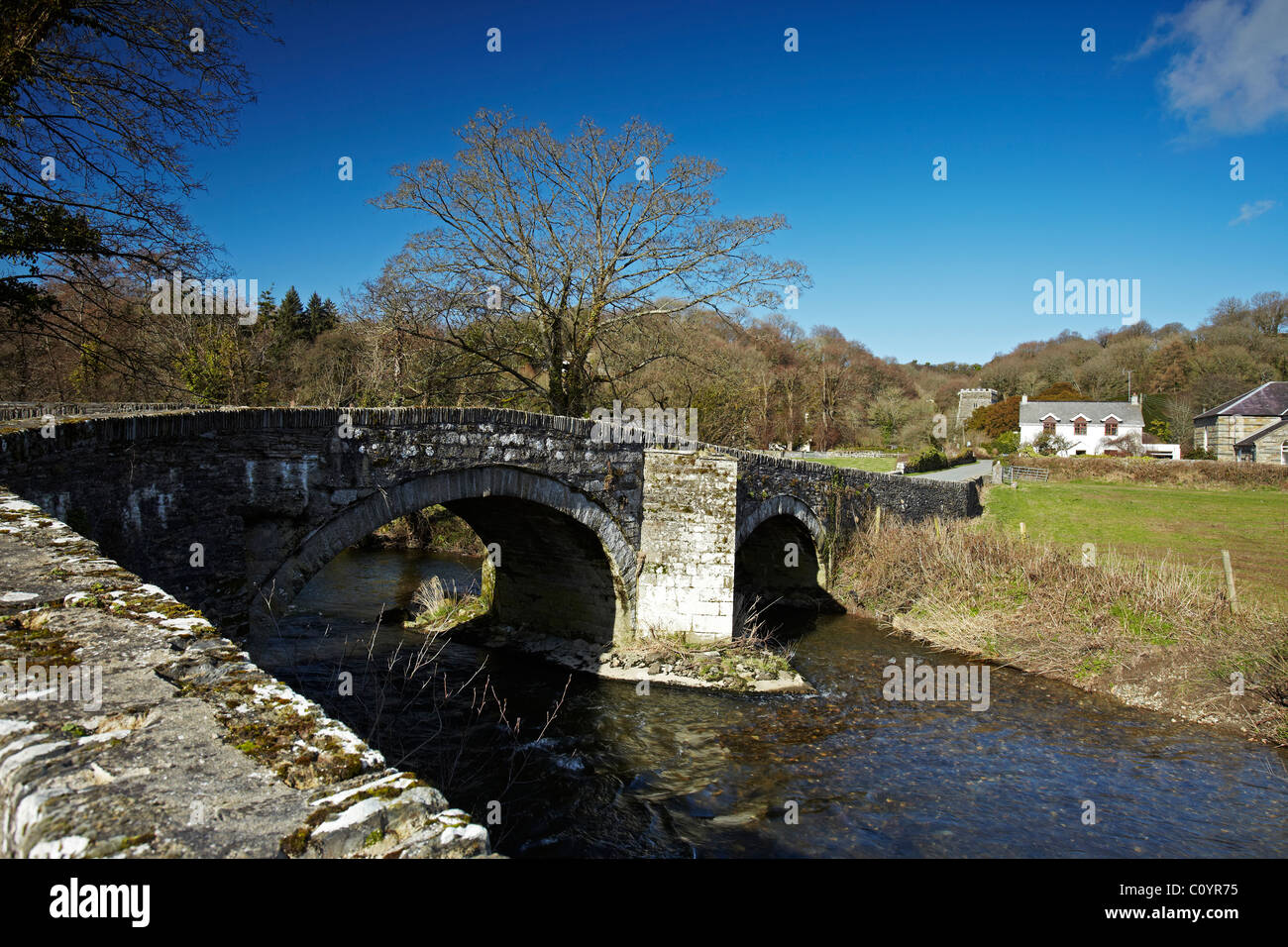 Bridge over the River Nyfer, Nevern, Pembrokeshire, Wales, UK Stock ...
