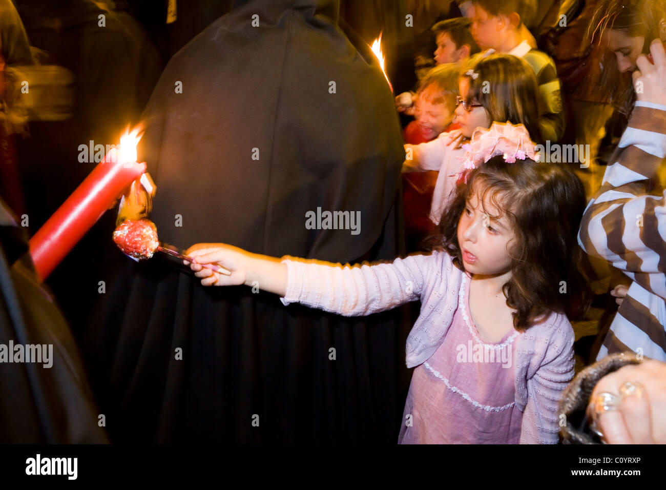 Church member penitent processing in Semana Santa Easter Holy week ...