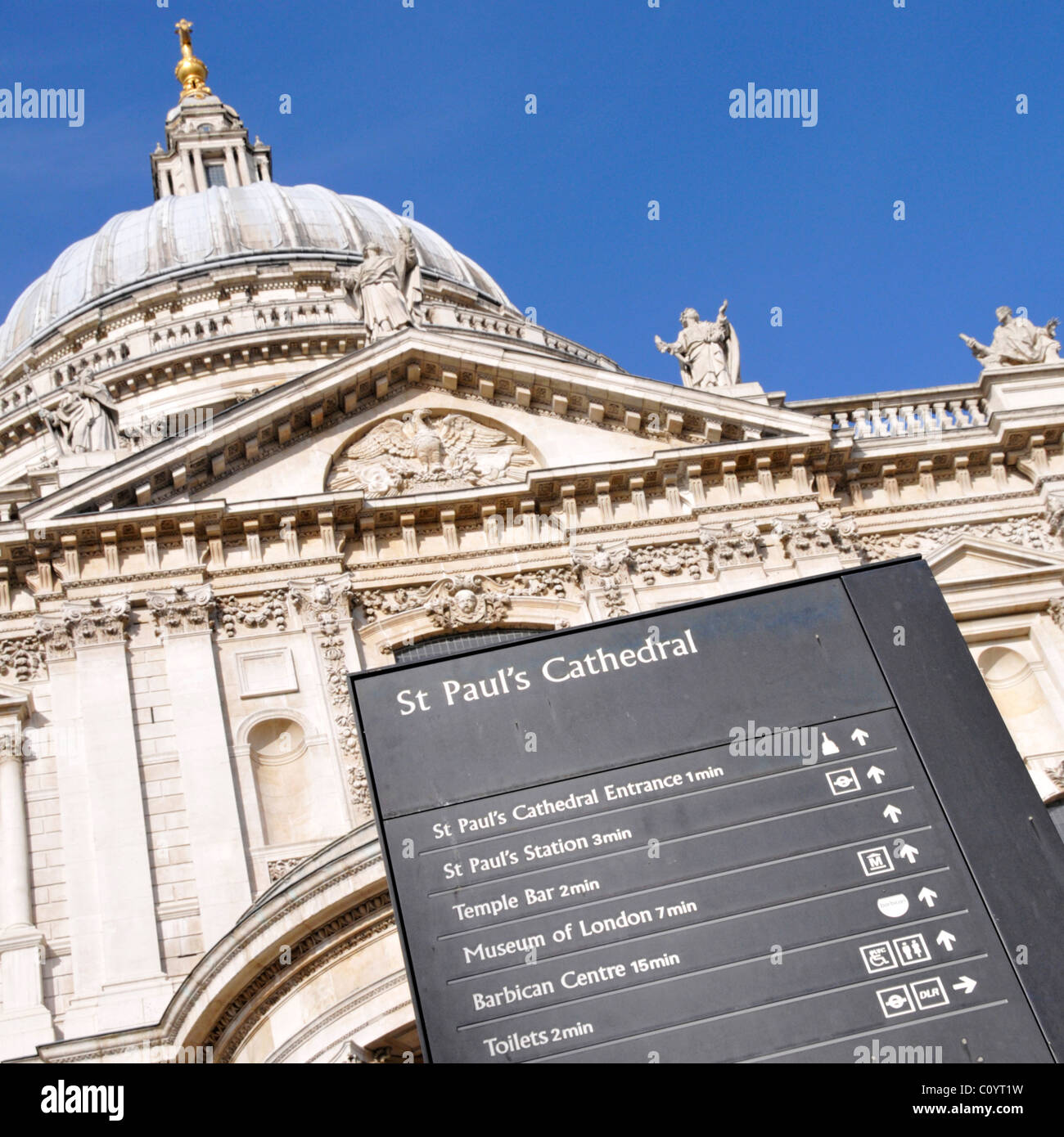 Legible city of London Street Sign in front of St Pauls cathedral ...